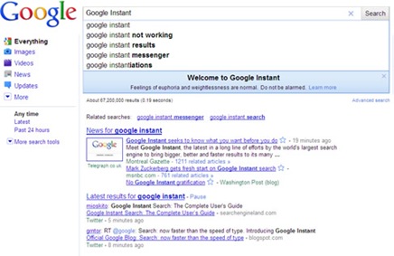 Google Instant: nueva función para acelerar las búsquedas en Internet ...